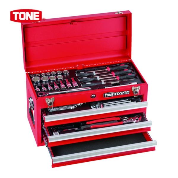 TONE 整備用工具セット|特長:工具を厳選し、各種産業機械の整備に適したセットです。 ヘキサゴンソケットを含めたセットです。 一般工具を厳選。
