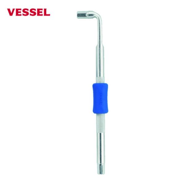 VESSEL オフセット式ドライバー|特長:狭い箇所に適した短軸仕様です。 L型のコーナーをフラットにすることで極限の短軸曲げを実現しました。 カラーで色分けしたソフトグリップ付で刃先の形状・サイズが分かりやすく、しかもソフトな手当たりで作...