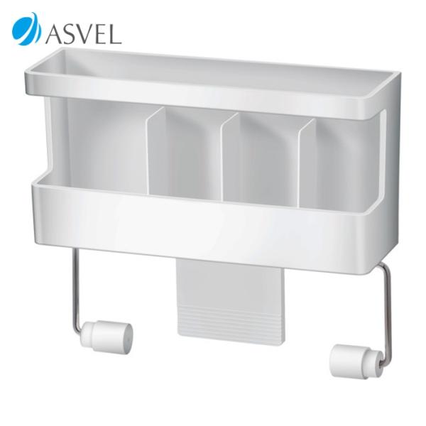 ASVEL 吸着ホルダー|特長:冷蔵庫側面やスチールに取り付け可能なマグネット式です。 マグネット取り付けでラップや小物を収納できます。