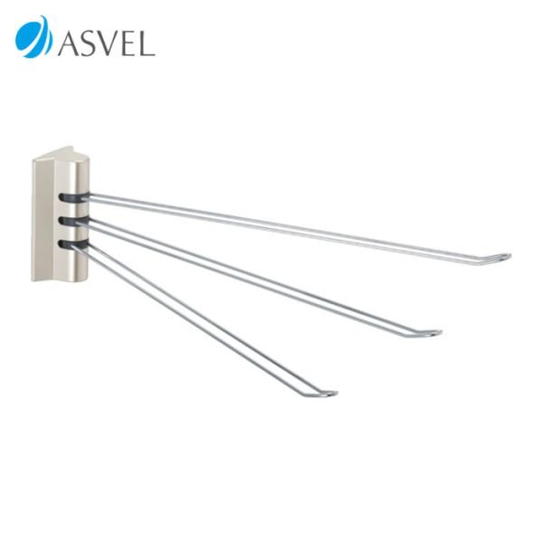 ASVEL 吸着ホルダー|特長:掛け部がステンレスのふきん掛けです。 ふきんを3枚掛けることができます。 冷蔵庫側面やスチールに取り付け可能なマグネット式です。