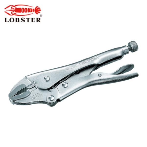 エビ グリッププライヤー|特長:カーブ形状の歯部は、パイプなど、丸物のクランプに最適です。 歯の先端ストレート部は滑り止めの細目加工により薄い小片もしっかりとくわえます。