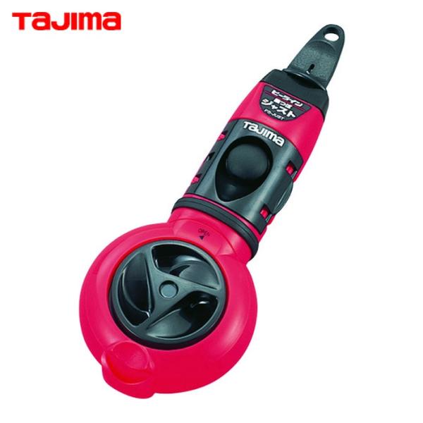 タジマ 墨つぼ|特長:ゴムパッキンを要所に使用、墨漏れしにくく墨汁の乾燥を防ぎます。 狭い所にも確実に墨が打てるバリカン形状の先端ヘッドを採用しています。 糸に墨汁を均一に染み込ませることができる綿押え付です。