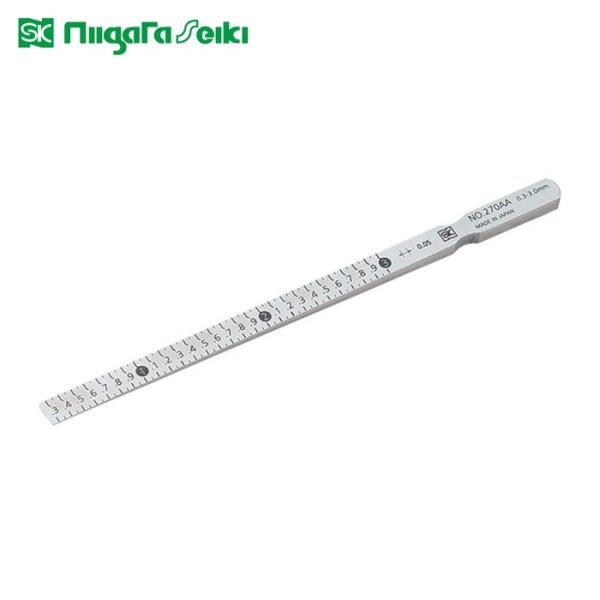 SK テーパーゲージ|特長:厚さのテーパーを利用してすき間測定を行うゲージです。 携帯に便利なプラスチックケース入です・細幅(6mm)タイプ。 高さ調製治具としても使用できます。