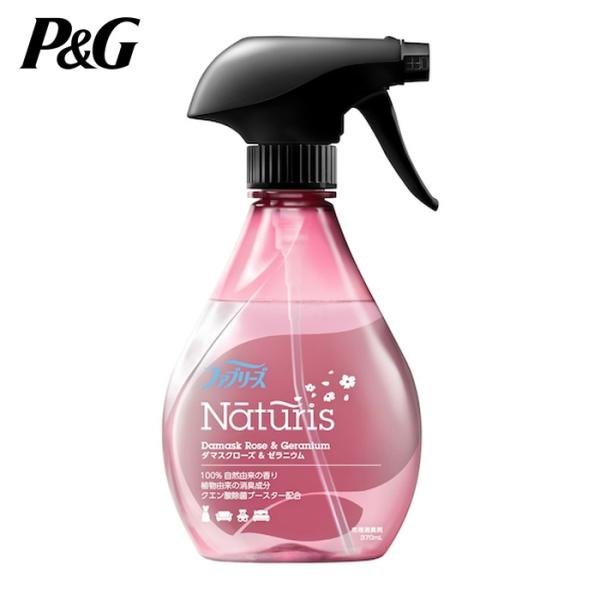 P&amp;G 消臭剤|特長:100%自然の香り使用。 新香調「ダマスクローズ&amp;ゼラニウム」発売! ・従来のファブリーズシリーズの消臭、除菌機能を保有しています。