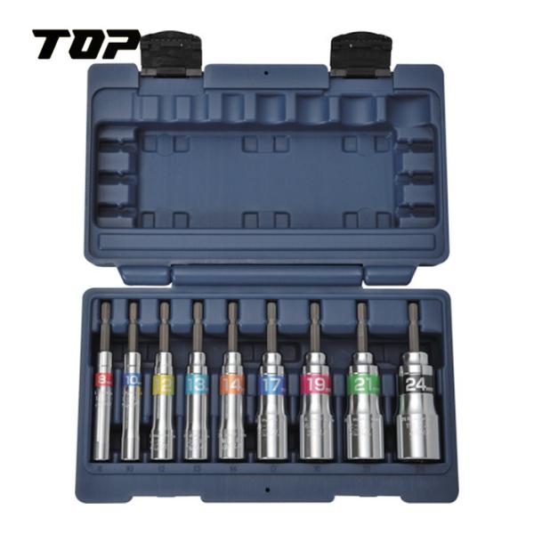 TOP ソケットビット(電動工具用)|特長:高耐久特殊鋼とロングシャンクを採用。