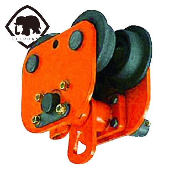 象印 プレーントロリー|特長:強くて美しい静電粉体塗装です。 I型鋼元の取り付けがアジャスト式なので3種類のI型鋼へ取り付けが可能です。 アジャストカラーを装着することによって、より太い走行レールへの取り付けが可能です。