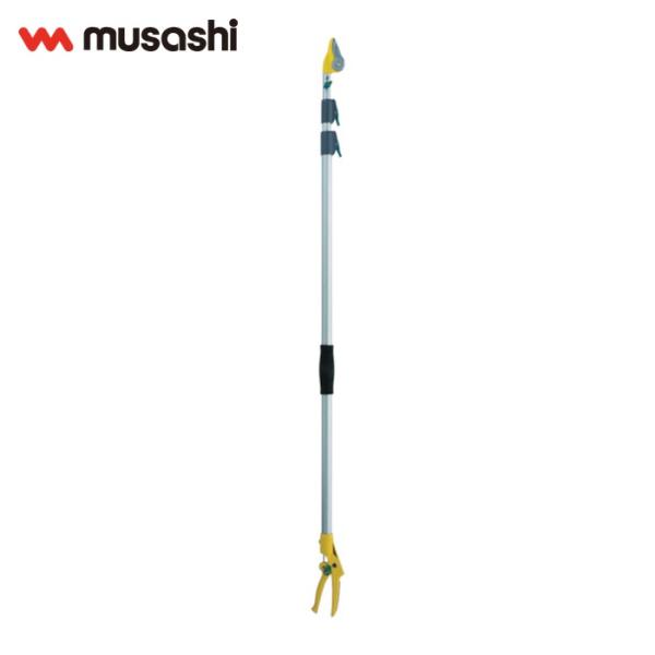 musashi 高枝切りハサミ|特長:超軽量タイプです。 切断能力の高いアンビル刃仕様です。 3段式のため、縮めれば1。