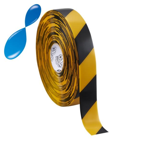 IWATA ラインテープ|特長:剥がれにくい、破れにくい、貼りやすいプロユース仕様です。 剥がしてものりが残りにくい粘着剤を使用しています。