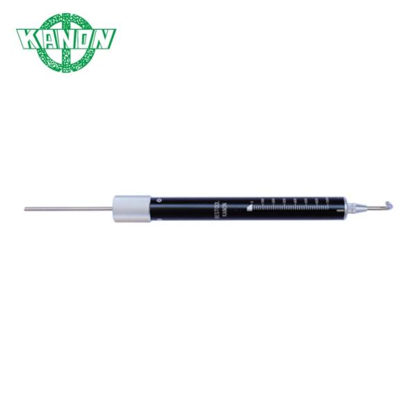 カノン テンションゲージ|特長:スプリングの力を応用した、精密な測定ができるテンションゲージです。 目盛は彫刻目盛ですので読み取りやすく、鮮明です。