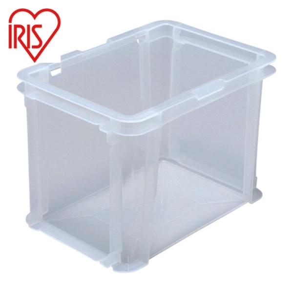 IRIS ボックス型コンテナ|特長:縦方向にも横方向にもスタッキングができ、ラック(棚)としても使えるコンテナです。 別売のフタを使用すれば、移動や保管にも便利です。