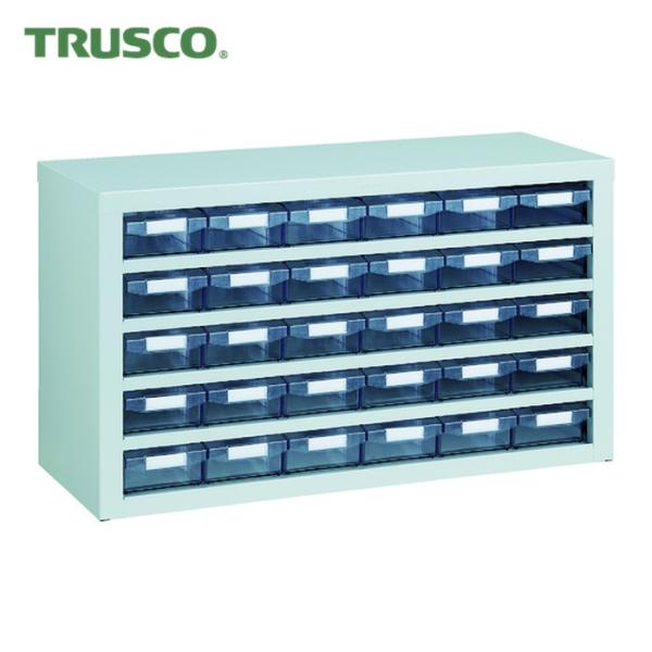 TRUSCO 小型パーツケース|特長:引き出しは透明タイプで中身が見えて仕分けに便利です。 本体は引き出しの飛び出し防止機能付です。 横型タイプの部品管理ケースです。