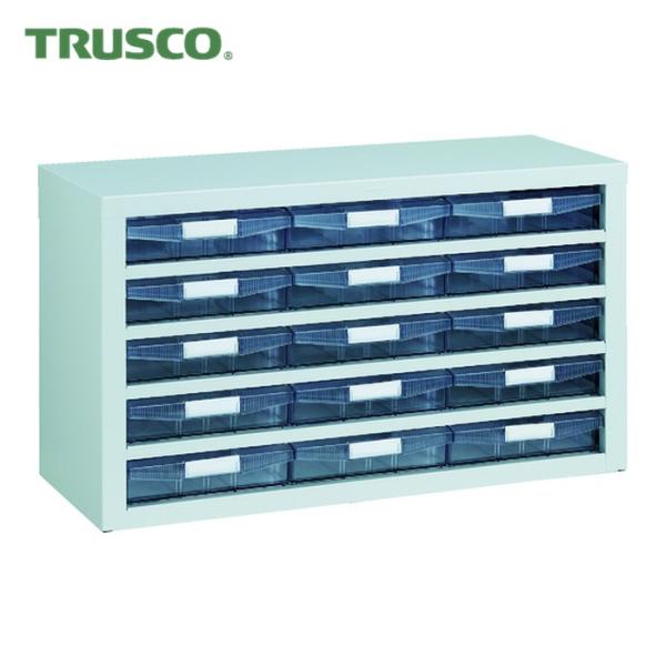 TRUSCO 小型パーツケース|特長:引き出しは透明タイプで中身が見えて仕分けに便利です。 本体は引き出しの飛び出し防止機能付です。 横型タイプの部品管理ケースです。