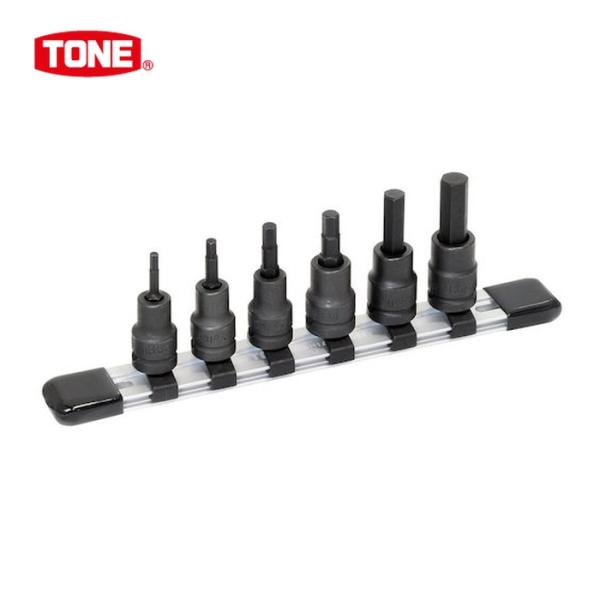 TONE インパクト用ヘキサゴンソケットセット|特長:インパクトレンチなどの動力工具用でも使用できます。 ソケットの取り外しが容易なアルミタイプのソケットホルダで作業効率がアップします。