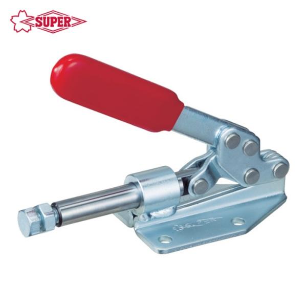 スーパー トグルクランプ(横押型)|特長:ほとんどの機種のカシメ(支持)ピンにステンレスを採用し、長期の使用に対応しています。