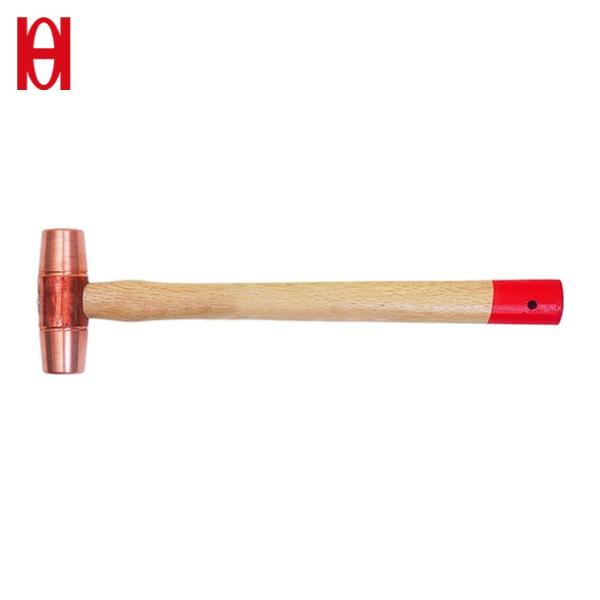 OH 銅ハンマー|特長:頭部は伸銅品、非加熱加工でネバリがあり長寿命です。 鋳造銅ハンマーに比べて約2倍長持ちします。