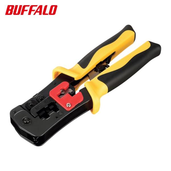 BUFFALO LANケーブル|特長:ラチェット付きかしめ工具です。 RJ45コネクターとRJ11コネクターに対応です。 単線・ヨリ線両対応です。