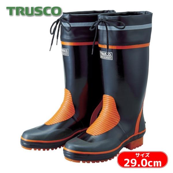 TRUSCO 長靴(先芯なし)|特長:ラバー・ナイロンメッシュ・ラバー+吸汗メリヤスの4層構造の強度に優れた作業用カラーブーツです。 靴底には疲労軽減のハニカムメッシュインソールを内蔵しています。 底面は滑りにく彫刻構造です。