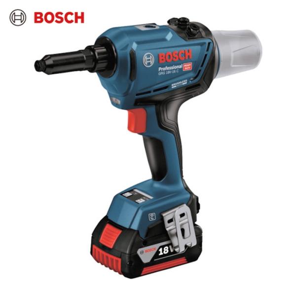 ボッシュ 充電式リベッター|特長:ブラインドリベット専用です。 0Ahバッテリー2個付です。 高効率ECモーター(ブラシレスモーター)を採用しています。