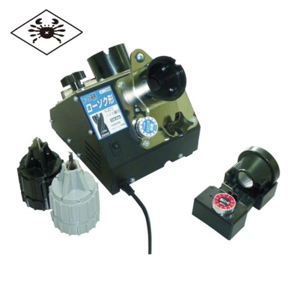 ニシガキ ドリル研磨機|特長:ハイスドリルの他にコバルトハイスドリルやチタンコーティングハイスドリルがローソク型に研磨できます。 ドリルをチャックに設定して差し込むだけで研磨ができます。 シンニング研磨ができます。