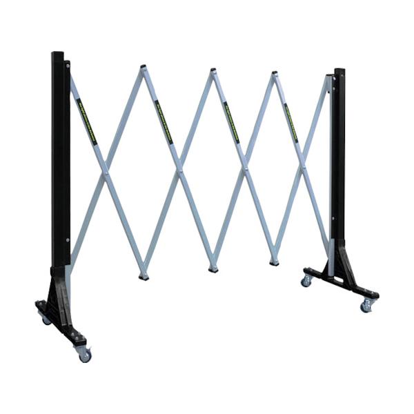 安全興業 バリケードフェンス|特長:伸縮式で置くだけで簡単に設置できます。 軽いので持ち運びも楽にできます。 単管バリケードタイプと比べて、単管パイプの運搬やセットが不要です。