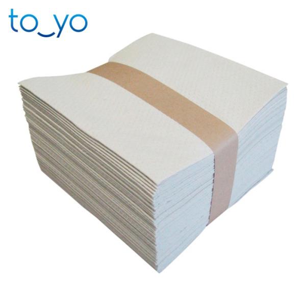 トーヨ 紙・不織布ウエス|特長:機械メンテナンスや清掃などに使用する紙製ワイパーです。 一般的な布ウエスに比べ品質・寸法が一定で無駄なく安心して使えます。 重ねた紙が素早く液体を吸い取ります。