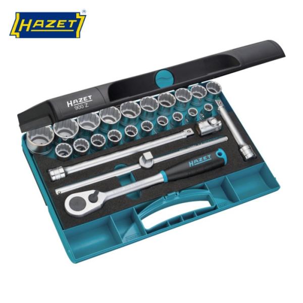 HAZET ソケットレンチセット|特長:産業機械・自動車・各種一般整備に適しています。 ソケット周囲に施したローレット加工により、手回し時の油などによる滑りを軽減します。 クロムバナジウムを独自の熱処理技術により、強度と粘りを極限まで追求し...