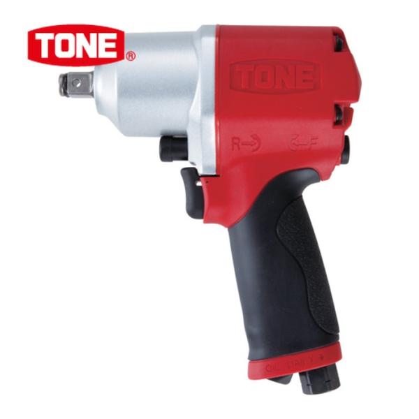 TONE エアインパクトレンチ|特長:効率よく緩め作業が行えるよう、逆(左)回転方向は正(右)回転よりも大出力に設定できます。 安定した打撃で反動が少なく、耐久性とパワーに優れたツインハンマーです。