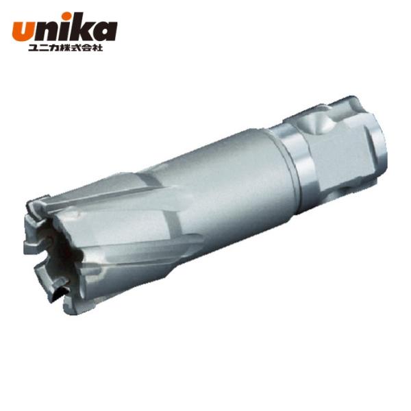 UNIKA 磁気ボール盤カッター|特長:ワンタッチ式の磁気ボール盤に直接取り付け可能です。 3枚組刃(刃径17mm以下は2枚組刃)、特殊超硬チップで、軽い切れ味、長寿命を実現しています。 35mm厚鋼板も高精度スピード穿孔可能です。