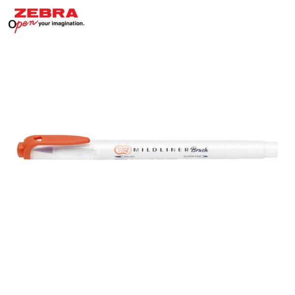 ゼブラ 蛍光ペン|特長:1本で筆・極細書き両用です。 おだやかなインク色のブラッシュペンです。 筆チップで自在な線幅表現ができます。