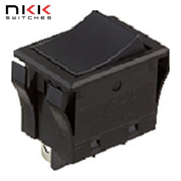 NKKスイッチズ ロッカスイッチ|特長:インラッシュ特性117Aの全モールドロッカスイッチです。 接触機構部へ塵挨が侵入しにくい防じん構造です。 スナップイン取付になります。