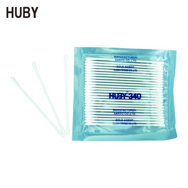 HUBY 工業用綿棒|特長:優れた吸収性で、かつコットンが膨潤しません。 残留溶解物質が少量です。 シリコーンフリーのパッケージです。
