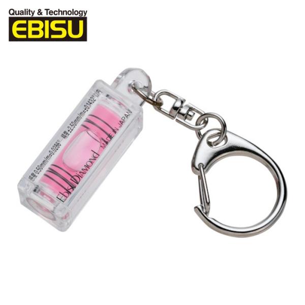 エビスダイヤモンド 樹脂製水平器|特長:キーホルダー付きで、鍵を取り付けて測定できます。 小さくて携帯に便利です。