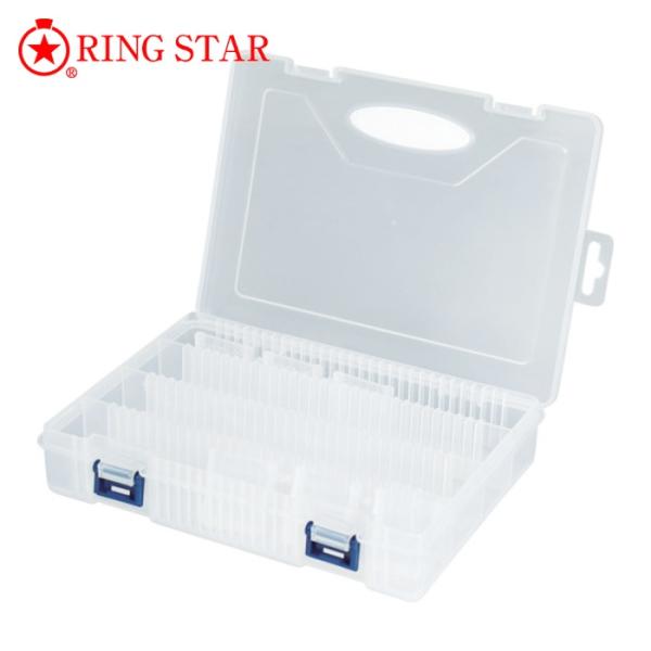 RING STAR パーツケース(樹脂製)|特長:5mmピッチで思いどおりに仕切ることができます。 取り出しやすい4面アール加工となっております。 プロ仕様小物収納ボックスです。