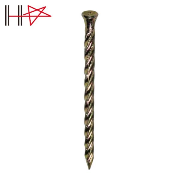 DAIDOHANT 釘|特長:胴部をスクリュー加工しているため、抜けにくく、錆びないようにメッキを施しています。 頭部にポンチ穴としてカップ形状を施しています。