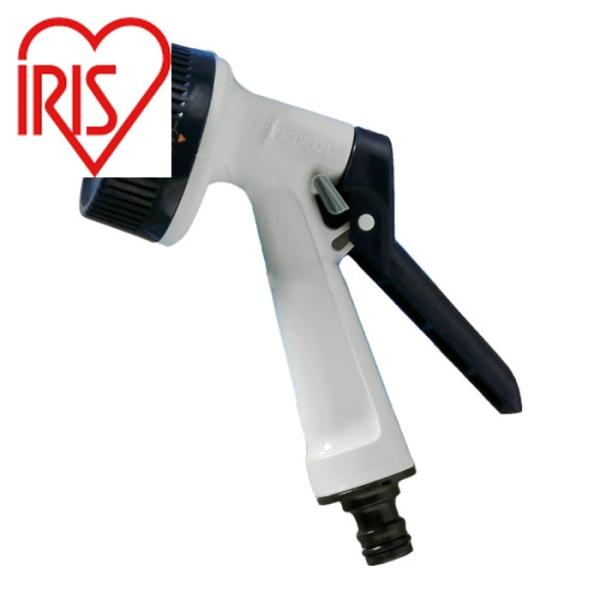 IRIS ホースノズル|特長:水流が4パターンに切替えられる台紙付のアクアガンです。 水流はキリ・ジェット・シャワー・カクサンです。