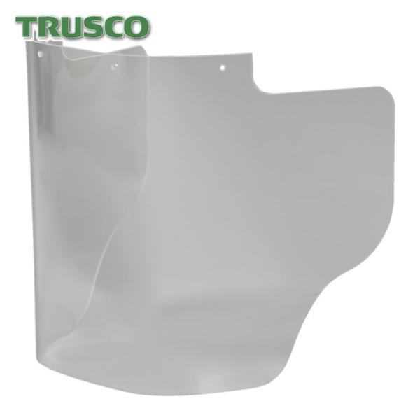 TRUSCO 防災面|特長:大型防災面用替レンズです。 耳まで覆う大型防災面のためより顔だけでなく耳まで保護できます。 正面が平らな角型レンズです。