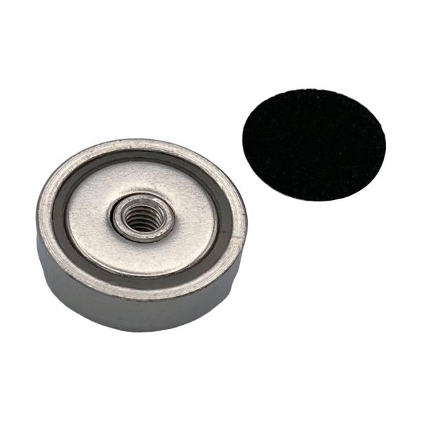 ラクテム ネオジム磁石|特長:ネオジウム磁石単体より吸着力を高める為、磁石をキャップで覆っています。 めねじ貫通タイプ、相手側のねじサイズに合わせて取り付けることが可能です。 付属の滑り止めゴムを吸着面に貼り付けることでキズ防止、滑り止め効...