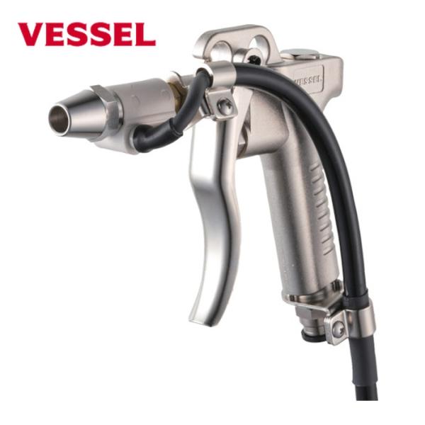 VESSEL エア式除電機|特長:ノズルの放電針にはチタンを採用しています。 外部にノイズ影響の少ない3mの高圧シールドケーブルを標準装備しています。 エアーガン本体は頑強なアルミダイカスト製で、引きやすく作業性に優れた大型レバーを採用して...