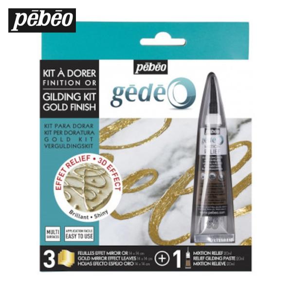 Pebeo 多目的塗料|特長:立体的な箔押しに仕上がるタイプのミラーイフェクトシート専用の糊とミラーイフェクトシート(転色シート)・ゴールドが3枚入ったキット。 カード、スクラップブッキング、インクジェット写真、ウエディンググッズのデコレー...