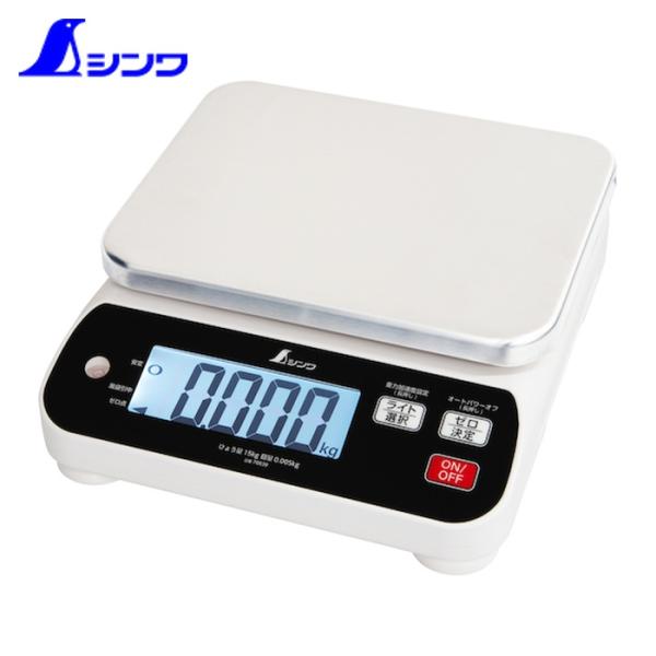 シンワ デジタルはかり|特長:文字高30mmで大きく見やすい液晶を採用しました。 風袋引機能付で容器の重さを引いた測定ができます。 使用する地域に合わせて重力加速度を設定できます。