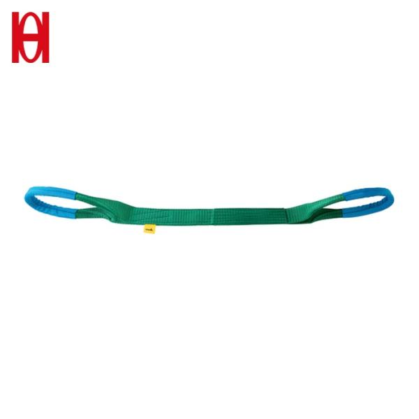 OH ベルトスリング|特長:使用限界が判るシグナル付きです。 JIS B 8818(両端アイ形)一般用タイプで、ポリエステル原糸で織られたベルトを三層構造に縫製しています。