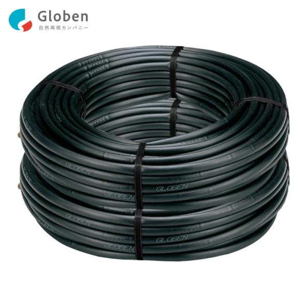 グローベン 自動散水システム|特長:等間隔ピッチで埋め込まれた流量調整付エミッターから水が出る点滴散水チューブです。