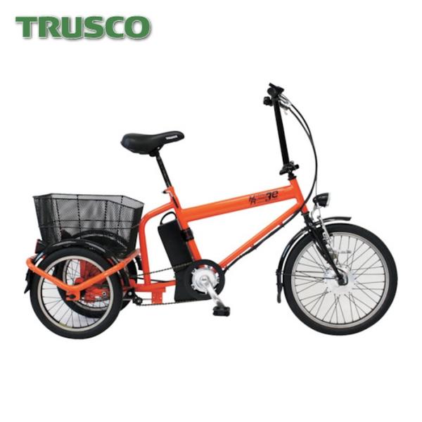 TRUSCO 自転車|特長:電動アシスト機能付です。 空気入れ不要の構内移動などに最適なノーパンク三輪自転車です。 三輪車は転倒の恐れが少なく、構内移動の安全対策としても最適です。