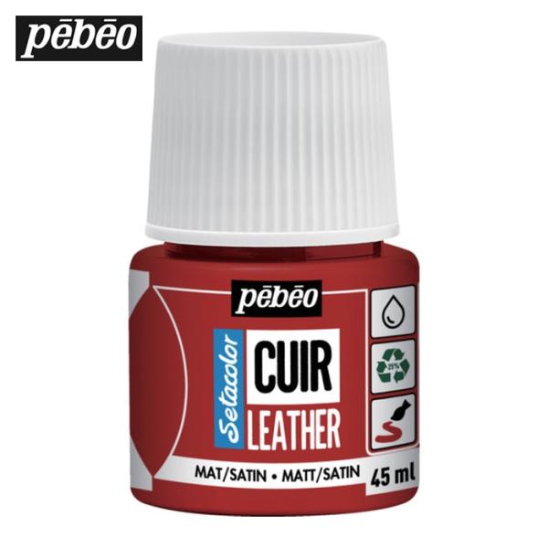 Pebeo 多目的塗料|特長:革・合皮用水性絵の具です。 幅広い色数、スクラッチや摩擦に強く、隠ぺい力(下地を隠す力)にも優れている高品質なペイントです。 ペイントは均一で、最大でも3回の薄塗りで、下地を隠すことができるのも特徴のひとつです。