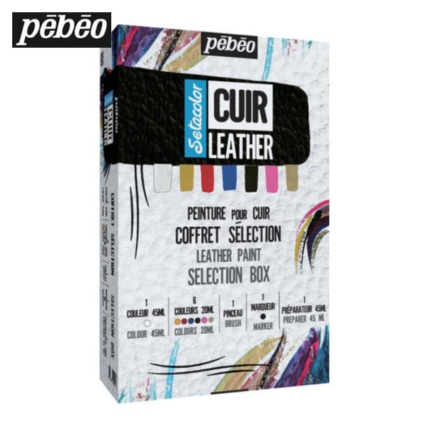 Pebeo 多目的塗料|特長:革・合皮用水性絵の具です。 幅広い色数、スクラッチや摩擦に強く、隠ぺい力(下地を隠す力)にも優れて・いる高品質なペイントです。 ペイントは均一で、最大でも3回の薄塗りで、下地を隠すことができるのも特徴のひとつです。