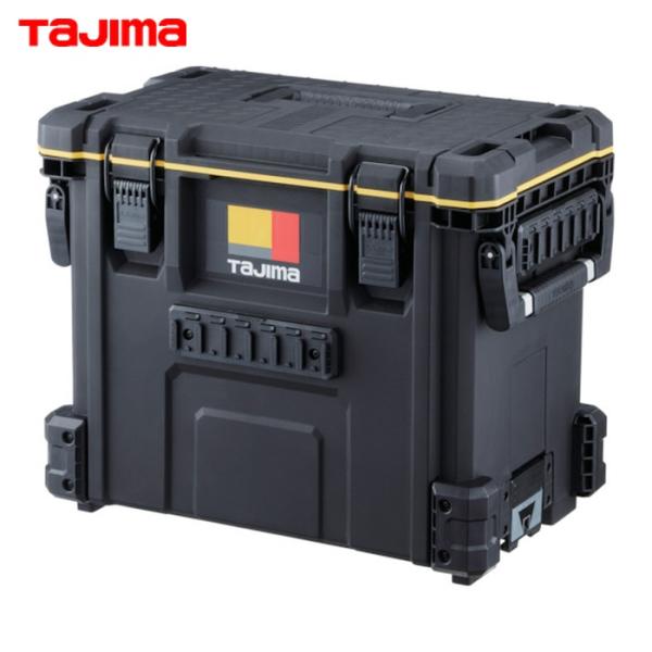 タジマ システムボックス|特長:蓋付きツールボックスです。 内側・外側にセフホルダー機能を搭載しています。 (54個)・腰周りの「着脱セフ」商品をまるまる一式収納できる大容量仕様です。