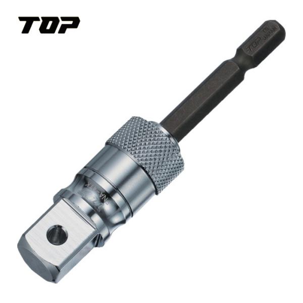 TOP ソケットアダプター(電動工具用)|特長:インパクトレンチ用ソケットをOリングとピンで接続できます。 ロングシャンク採用でより高トルクインパクトの使用でもねじれ応力を緩和し、軸折れを防ぎます。 更なる高耐久、高寿命を実現したソケットア...