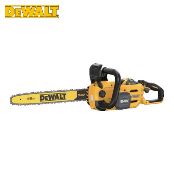 DEWALT チェーンソー(充電式)|特長:高効率ブラシレスモーター (2100w) を搭載のパワフルな次世代チェーンソーです。 バッテリー装填箇所が中心部で、重量感を軽減のバランス設計です。 大径使用のパワフルコードレスチェーンソーです。
