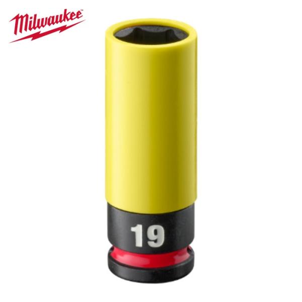 milwaukee インパクト用ソケット(自動車整備用)|特長:ARMOR・GUARD スリーブでホイールへの傷を防止します。 薄型デザインにより、ホイールの狭い箇所へアクセスが可能です。 6面接触デザインにより高トルク作業時にナットの角を...