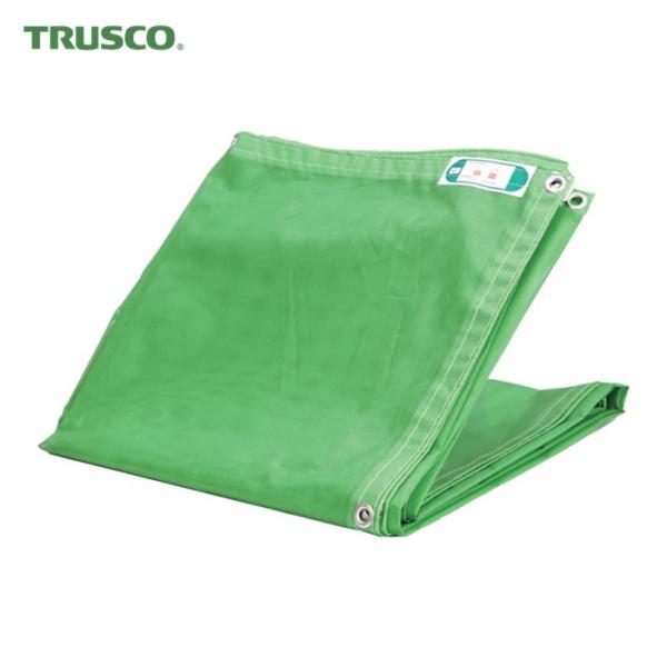 TRUSCO 防炎シート|特長:JIS(A8952)で定められた2類の強度を満たした国産防炎メッシュシートです。 低層~中層住宅の養生用として使用可能です。 メッシュなので通気性に優れています。